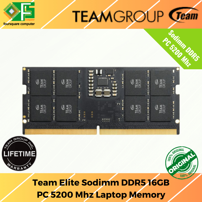 Ram Team Elite Sodimm DDR5 16GB PC 5200 Mhz Laptop Official Memory ...