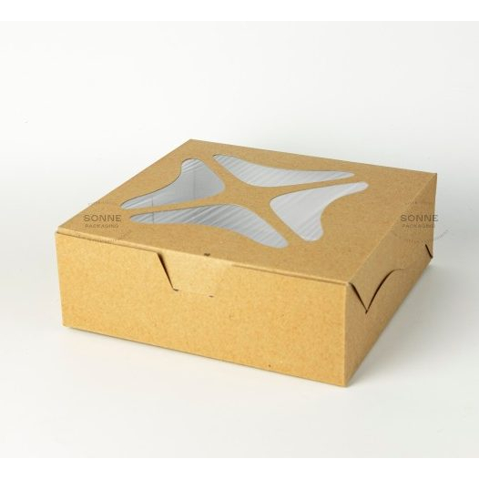 Kraft 310 LAMINATED brownie/Cake BOX Uk. 20x20x7cm Window Cake BOX ...