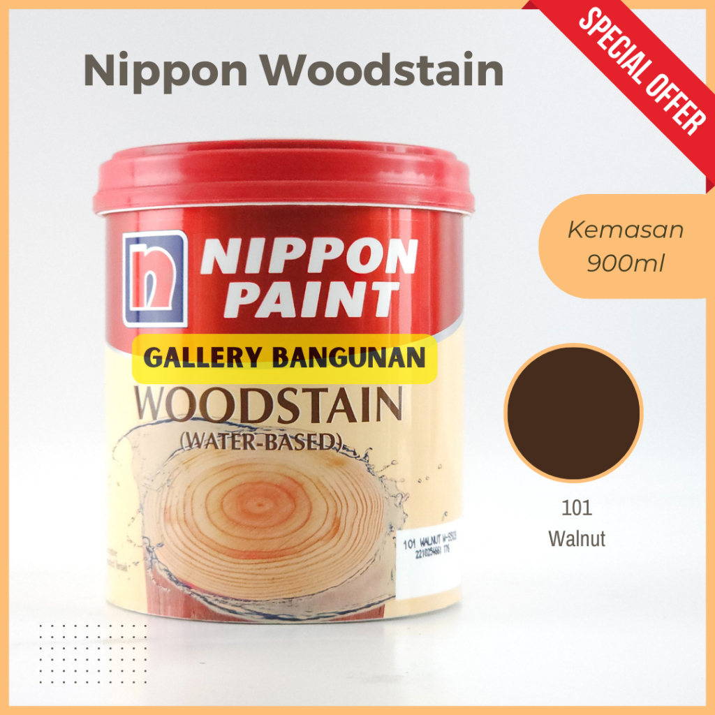 KAYU Nippon Woodstain 101 Walnut W-S503 Wood Paint Waterbase Waterbased Water Thinner Nippon ...
