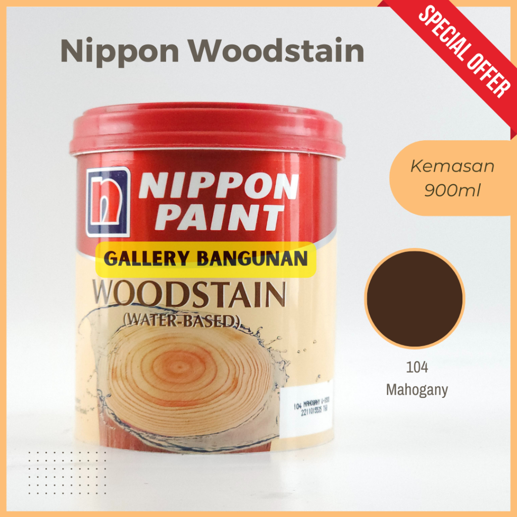Nippon Woodstain 104 Mahogany W-S500 Wood Paint Waterbase Waterbased ...