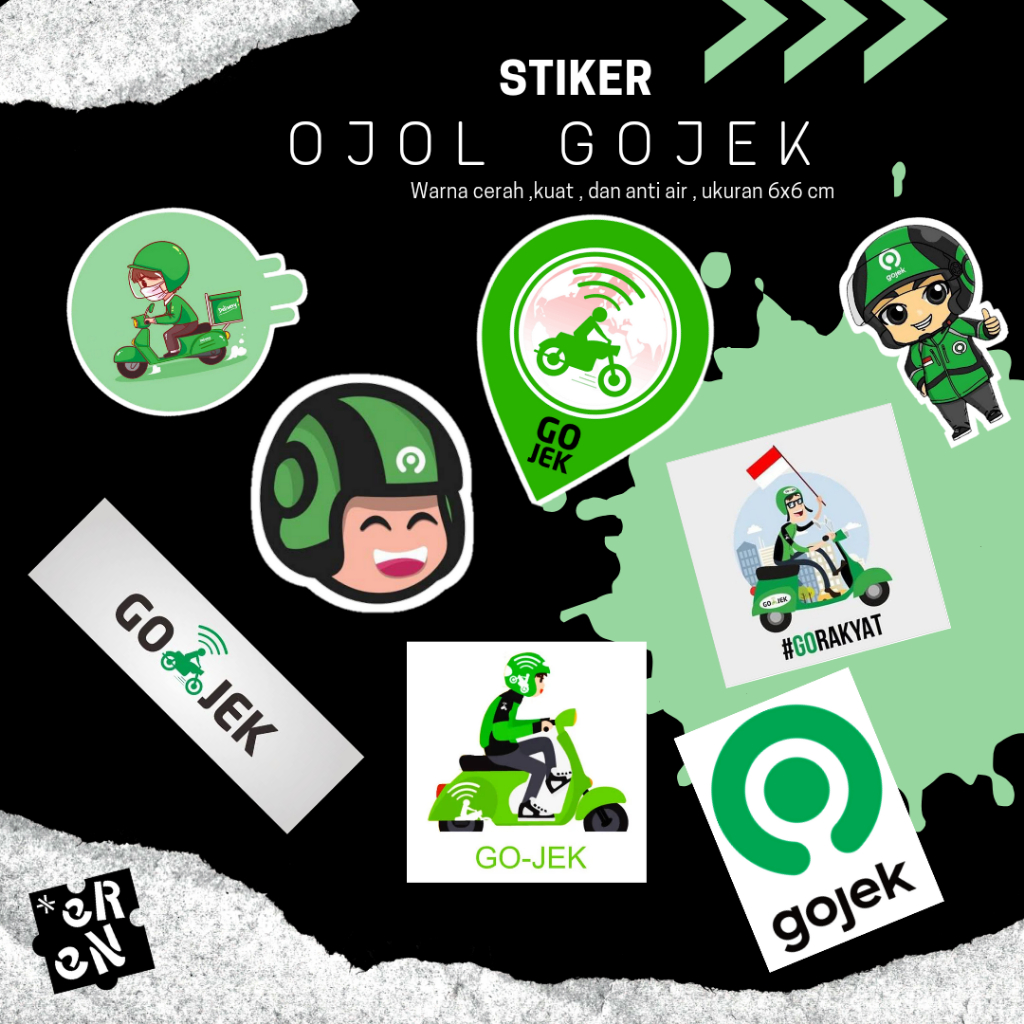 GOJEK WATERPROOF VERSION STICKER [100PCS] PREMIUM HANDPONE CASING GLASS ...