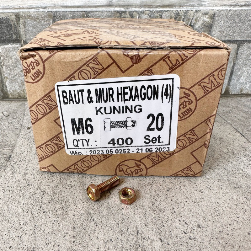 Yellow Nut Bolt 6x20 BMK Bolt 10 per Box | Shopee Philippines