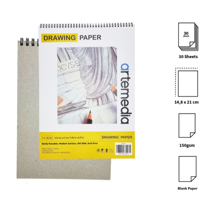 Artemedia Drawing & Sketchbook 150 gsm Drawing Paper Book A5 A4 Wire Bound Sketchbook | Shopee ...