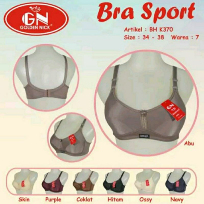 Golden NICK WOMEN'S SPORT BRA/BH WITHOUT WIRE TWO HOOKS | Shopee ...