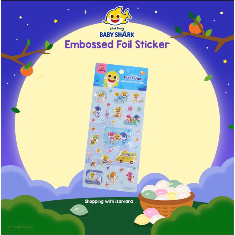 Pinkfong Baby Shark Embossed Foil Sticker | Shopee Philippines