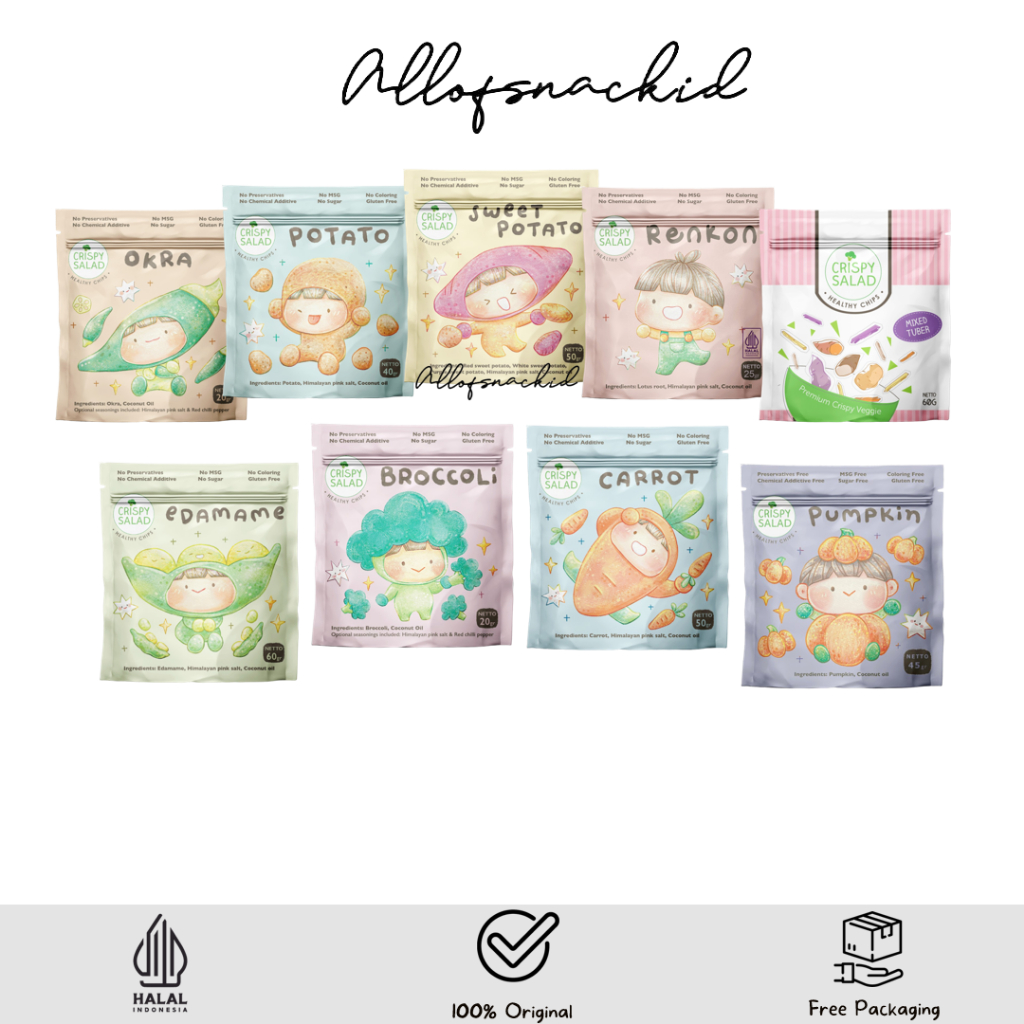 Crispy SALAD - Vegetable Chips - Broccoli/Carrot/Edamame/Mixed Tuber ...