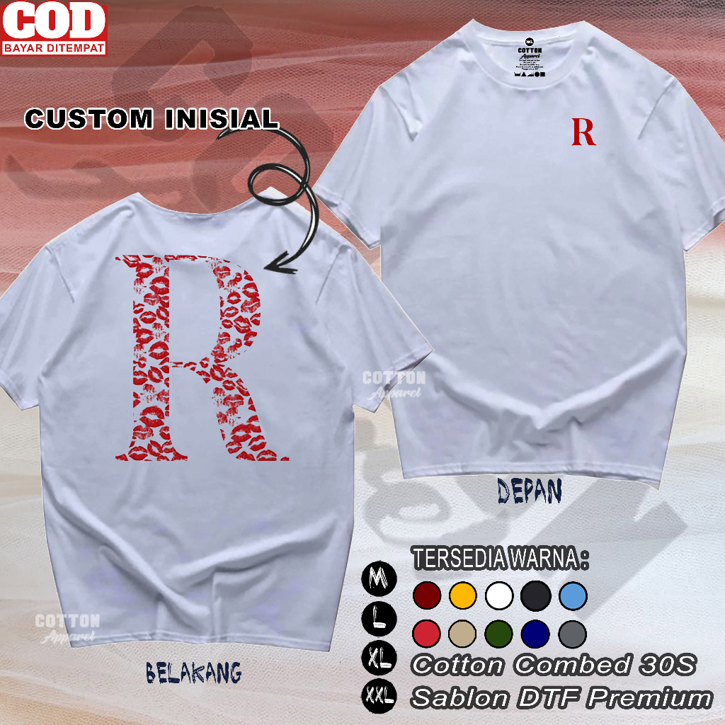 Couple Kisses T-Shirt Initials Kiss Lips Custom Initials | Shopee ...