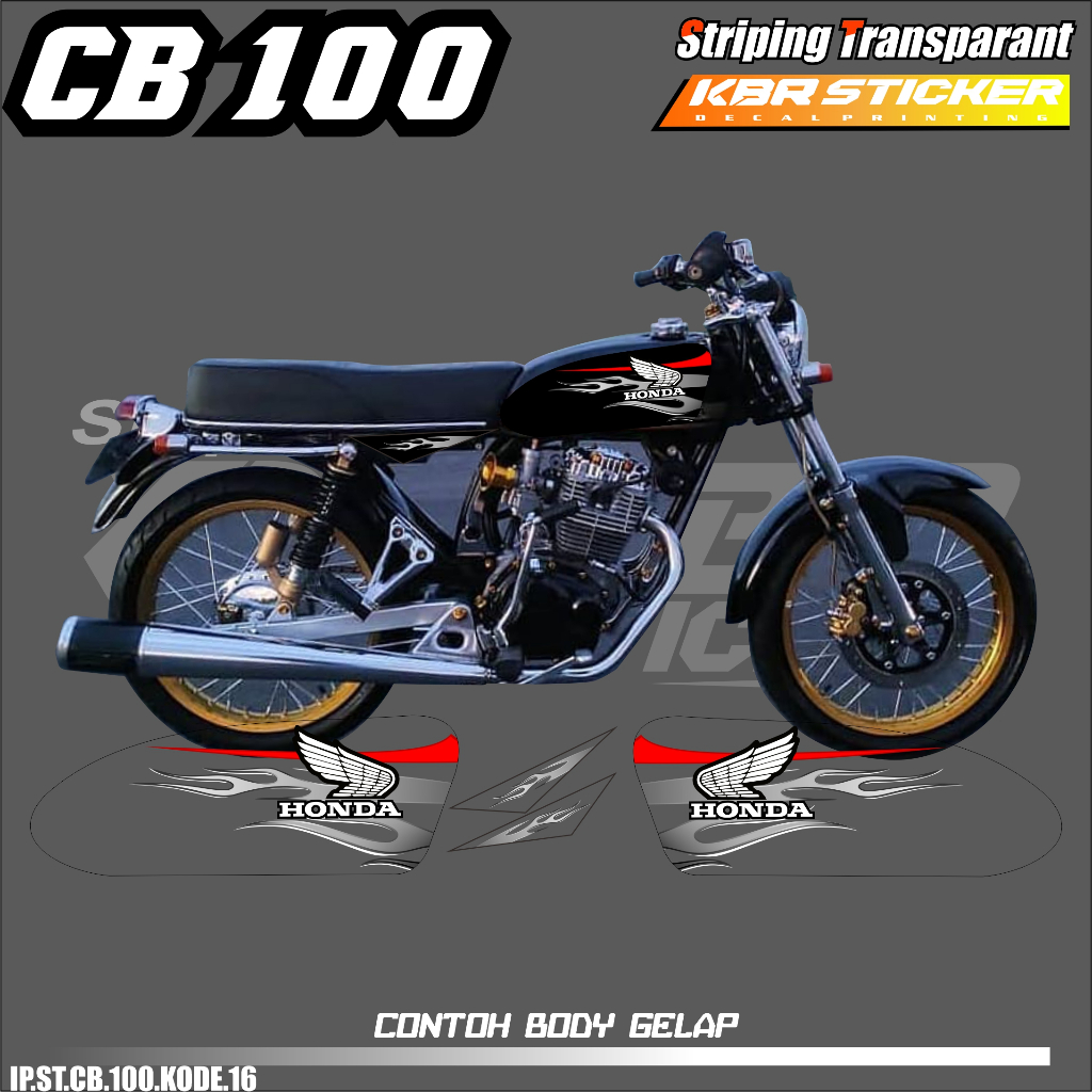 HONDA CB 100 MOTORCYCLE STRIPING STICKER - MOTORCYCLE LIST STICKER KBR ...