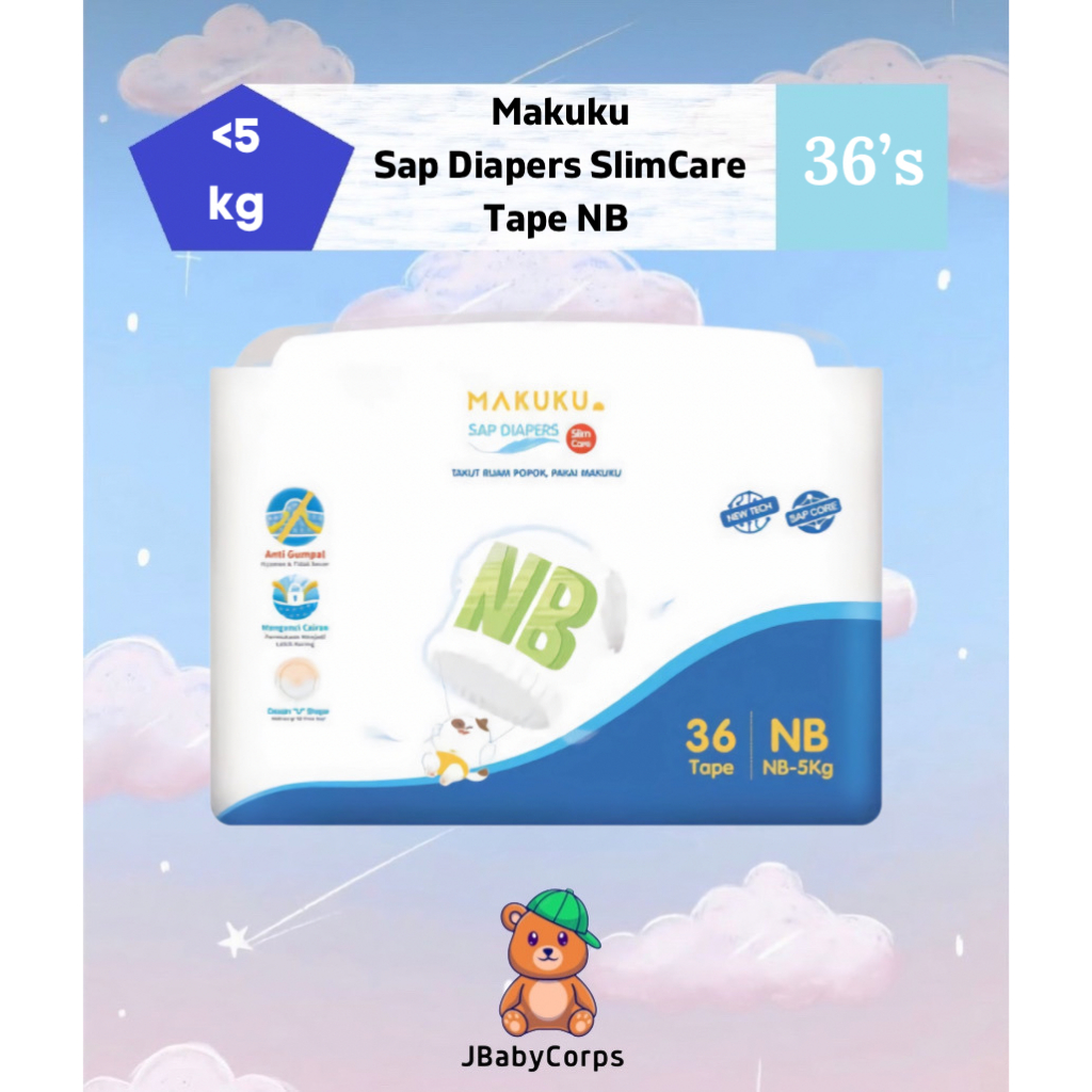 MAKUKU SAP DIAPERS SLIM CARE TAPE NB36 NB 36 BABY ADHESIVE DIAPERS SAP | Shopee Philippines