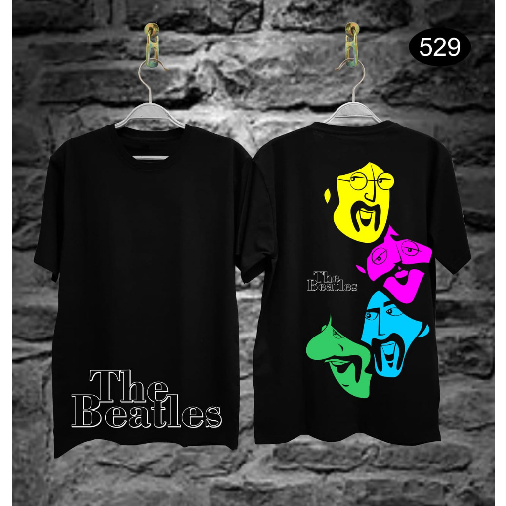 KATUN HITAM Men's T-Shirt Short Sleeve Stone Motif "THE BEATLE" Black ...