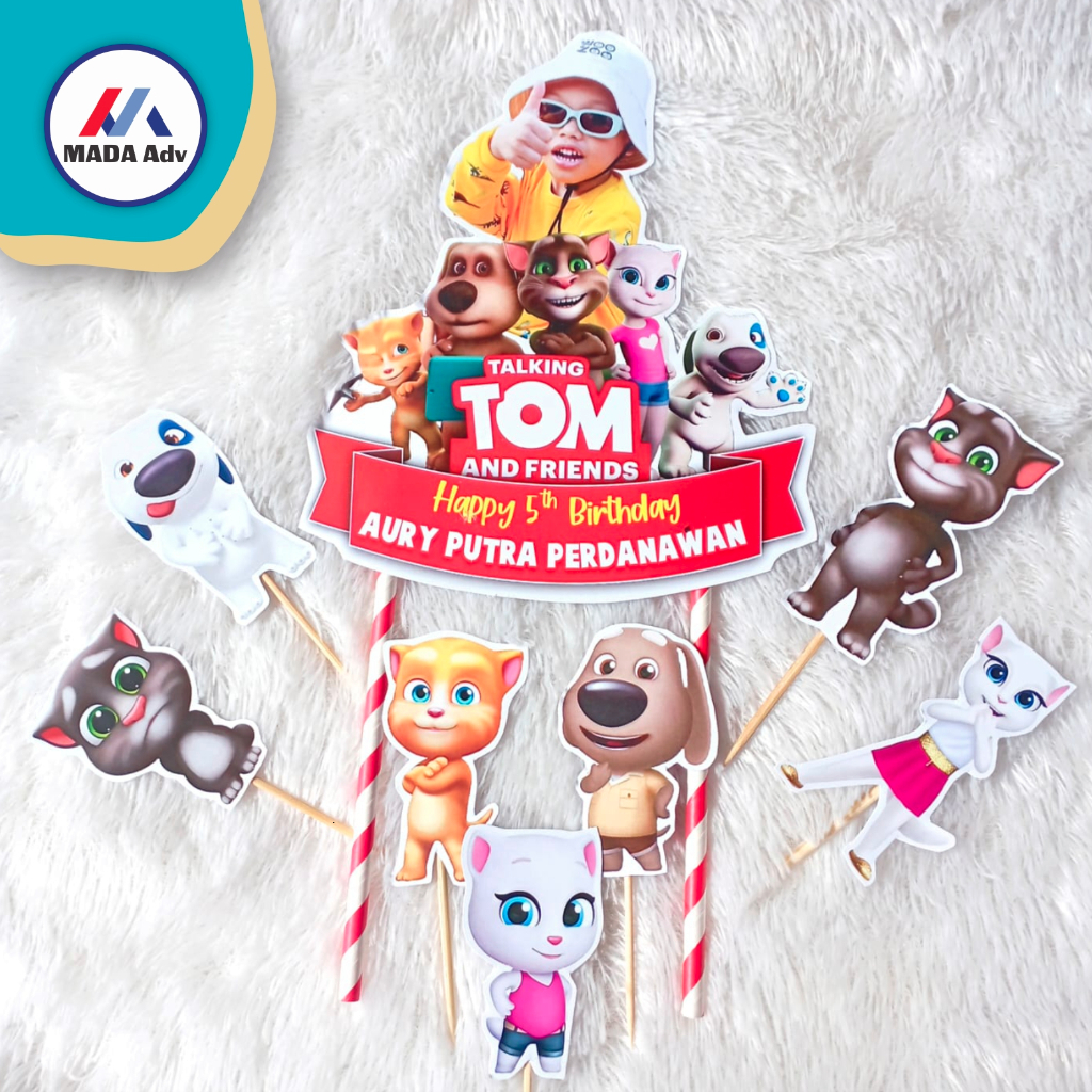 Talking Tom Cake Cake Topper/ Cake Topper Cake Topper Name & Photo Cake ...