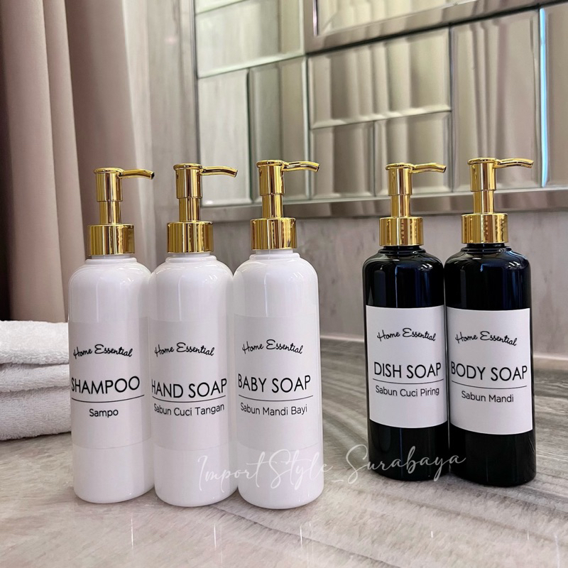 HITAM PUTIH Aesthetic liquid soap bottle BLACK WHITE GLOSSY 250ML ...