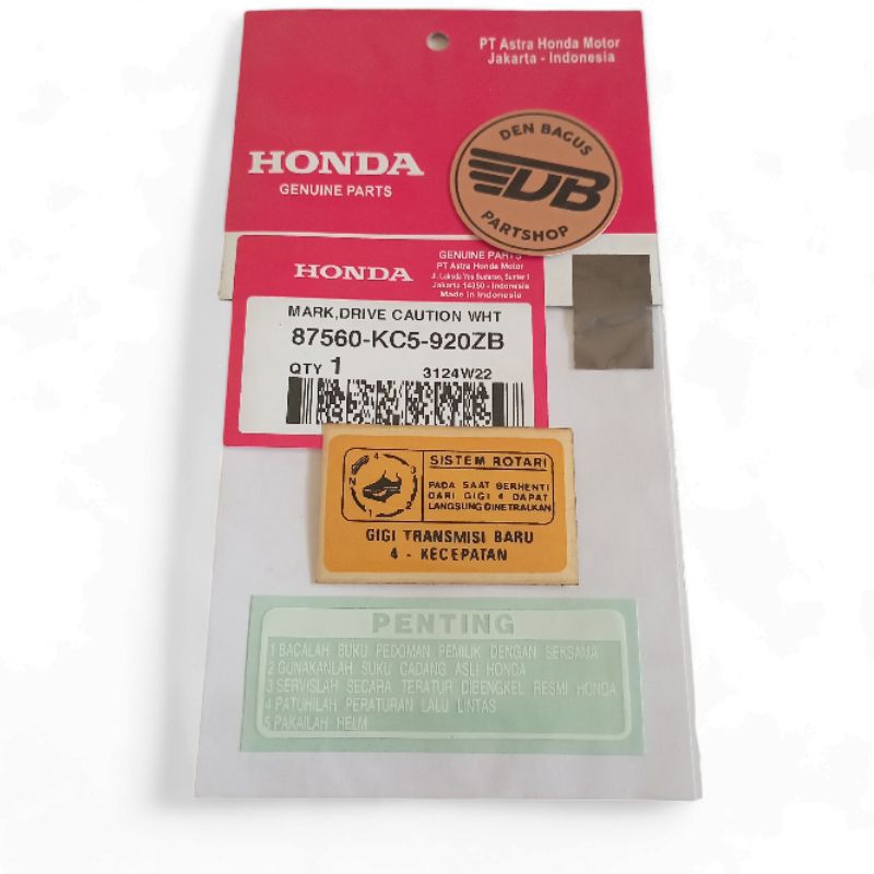 Label STICKER COMPLETE WITH ROTARY SYSTEM DETAILS AND STICKER CAUTION ...