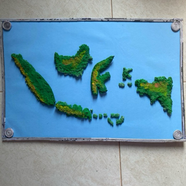 Map of Indonesia from A3 Paper Pulp (60 x 40 cm) with plywood base ...