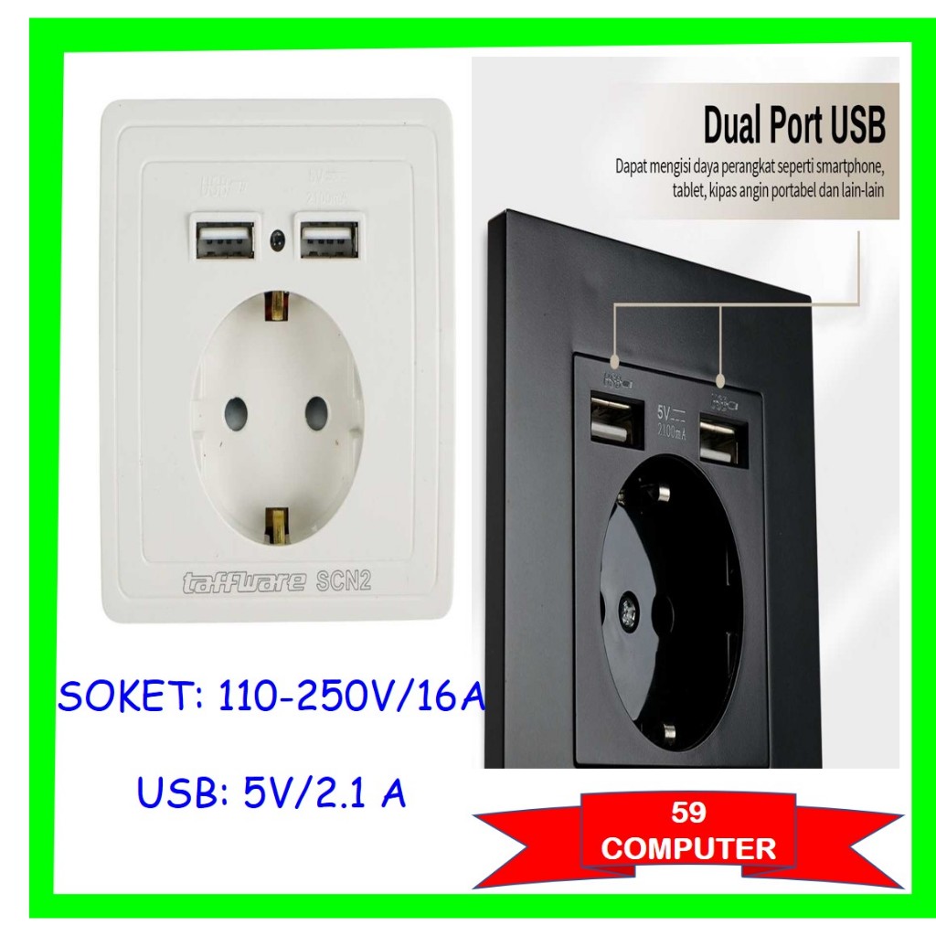 Eu Plug Wall Socket With 2 USB Wall Socket Port Wall Power Plug EU Plug ...