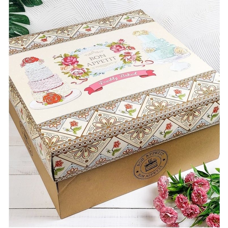 Cake Box 40x40 x 20 cm Cake Box Bon Appetit Packaging Box | Shopee ...