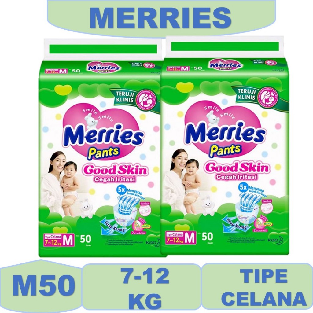 Merries PANTS GOOD SKIN M50 diapers contains 50 pcs - de snop | Shopee ...