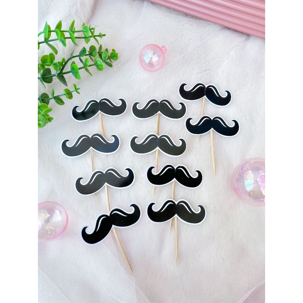 Mustache Birthday Cupcake Topper / Birthday Cake Decoration | Shopee ...