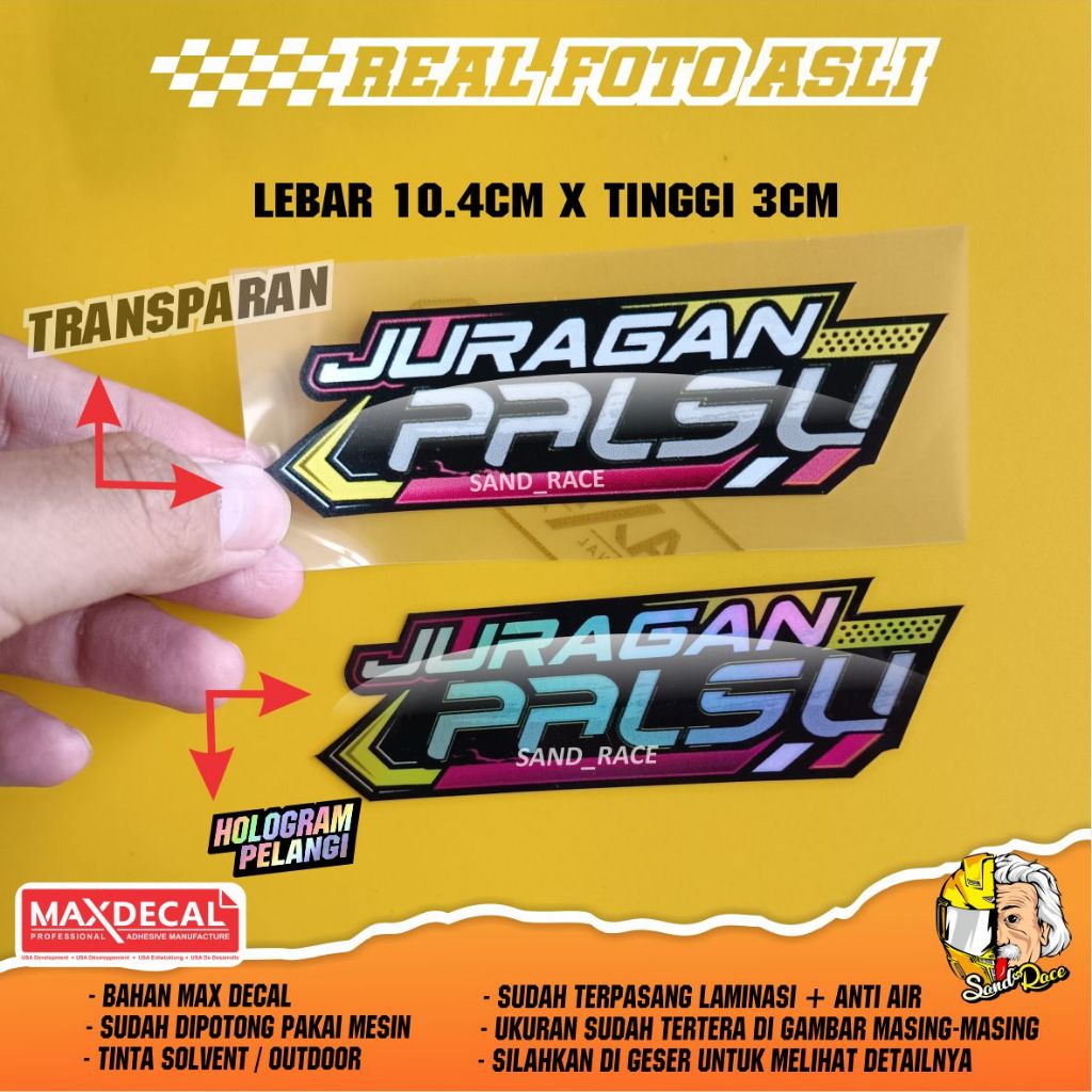 Hologram Fake Skipper viral racing sticker/Transparent print cutting ...