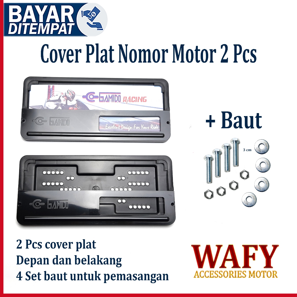 Gamido Motorcycle Number Plate Frame Cover Package+Bolt Set Universal ...