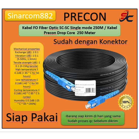 Fo Fiber Optic SC-SC Single mode 250M Cable / 250 Meter Drop Core ...