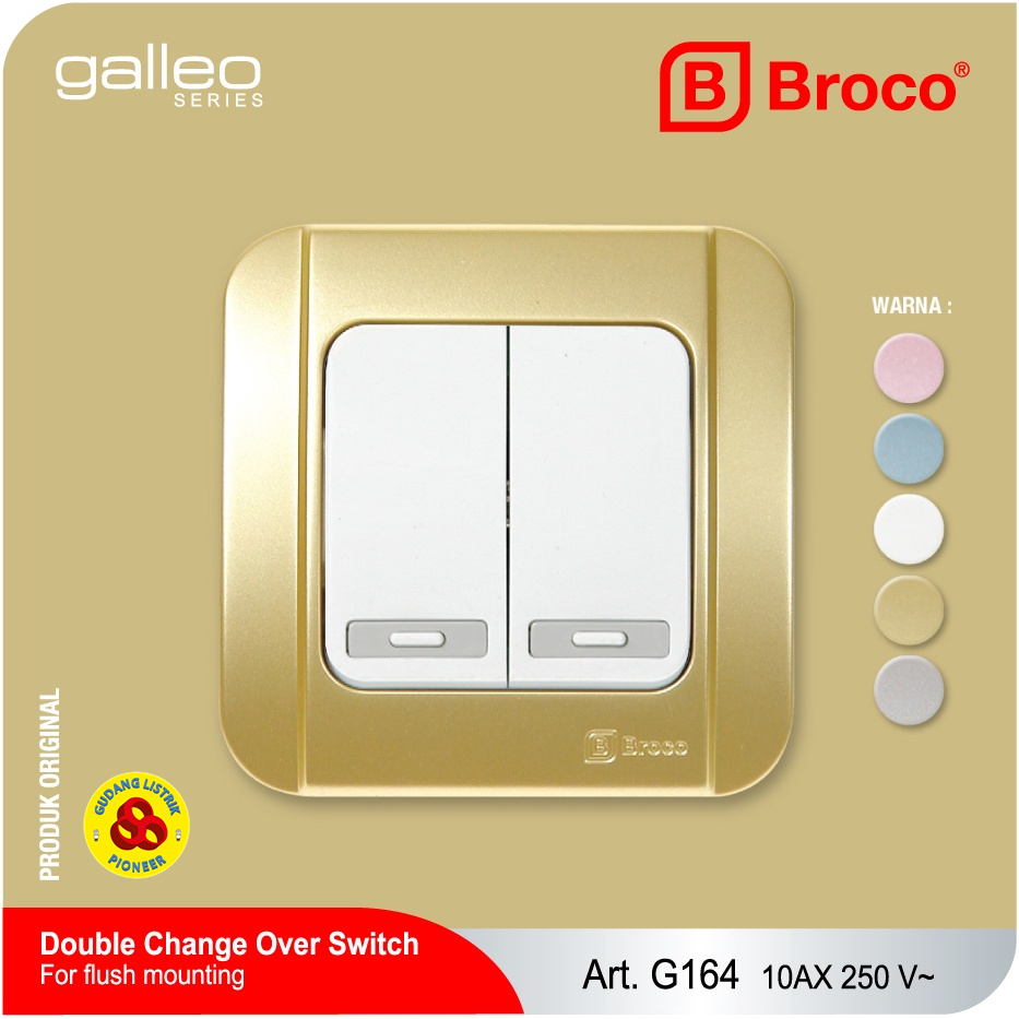 Broco Galleo G162-57S Champagne Gold Single 2gang 1 Way Gold Series ...