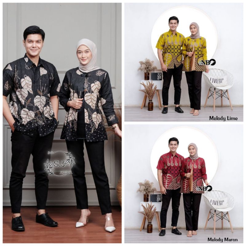 Couple Batik Tunic Modern Long Sleeve Office Work Uniform | Shopee ...