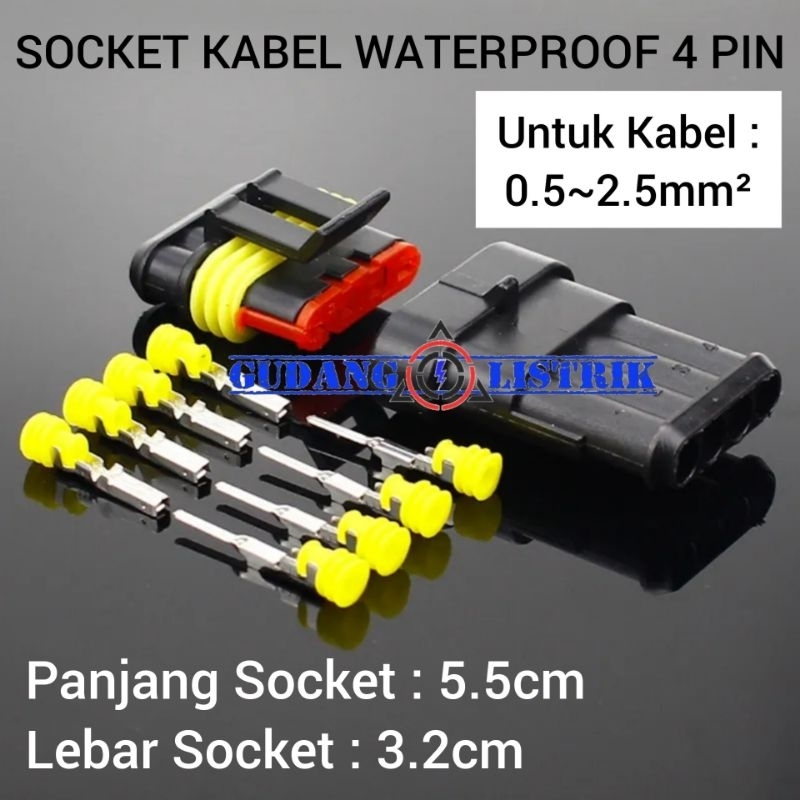 Waterproof Cable Socket Skun Socket Scun Connector Cable 4 Pin | Shopee ...