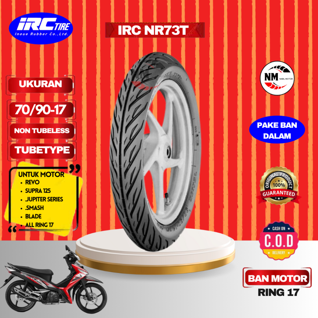 Motorcycle Outer Tire Ring 17 IRC NR 73 70/ 90-17 Not Tubeless Tube ...