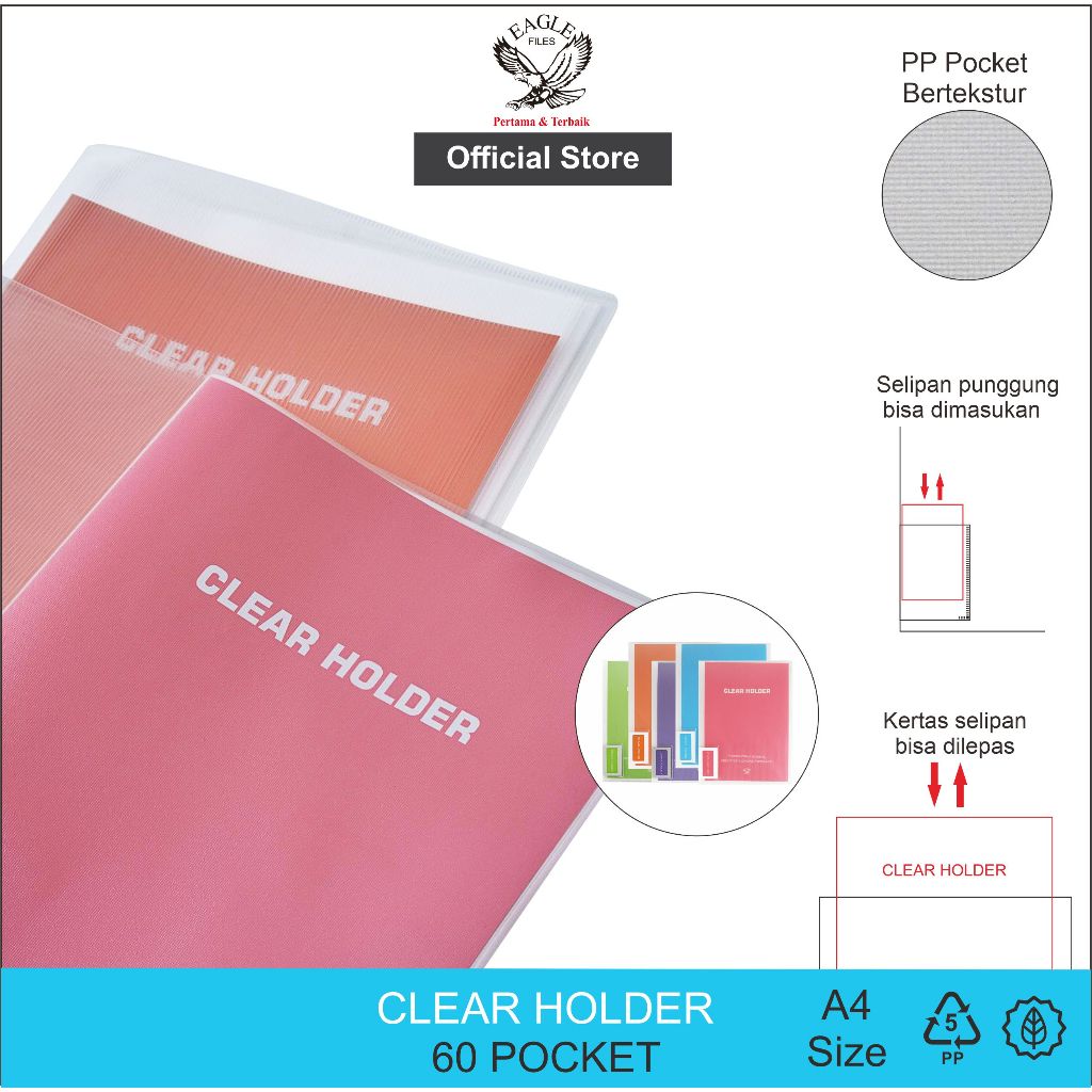 Clear Holder Document Keeper A4 EAGLEFiles 60 Pocket Display Book ...
