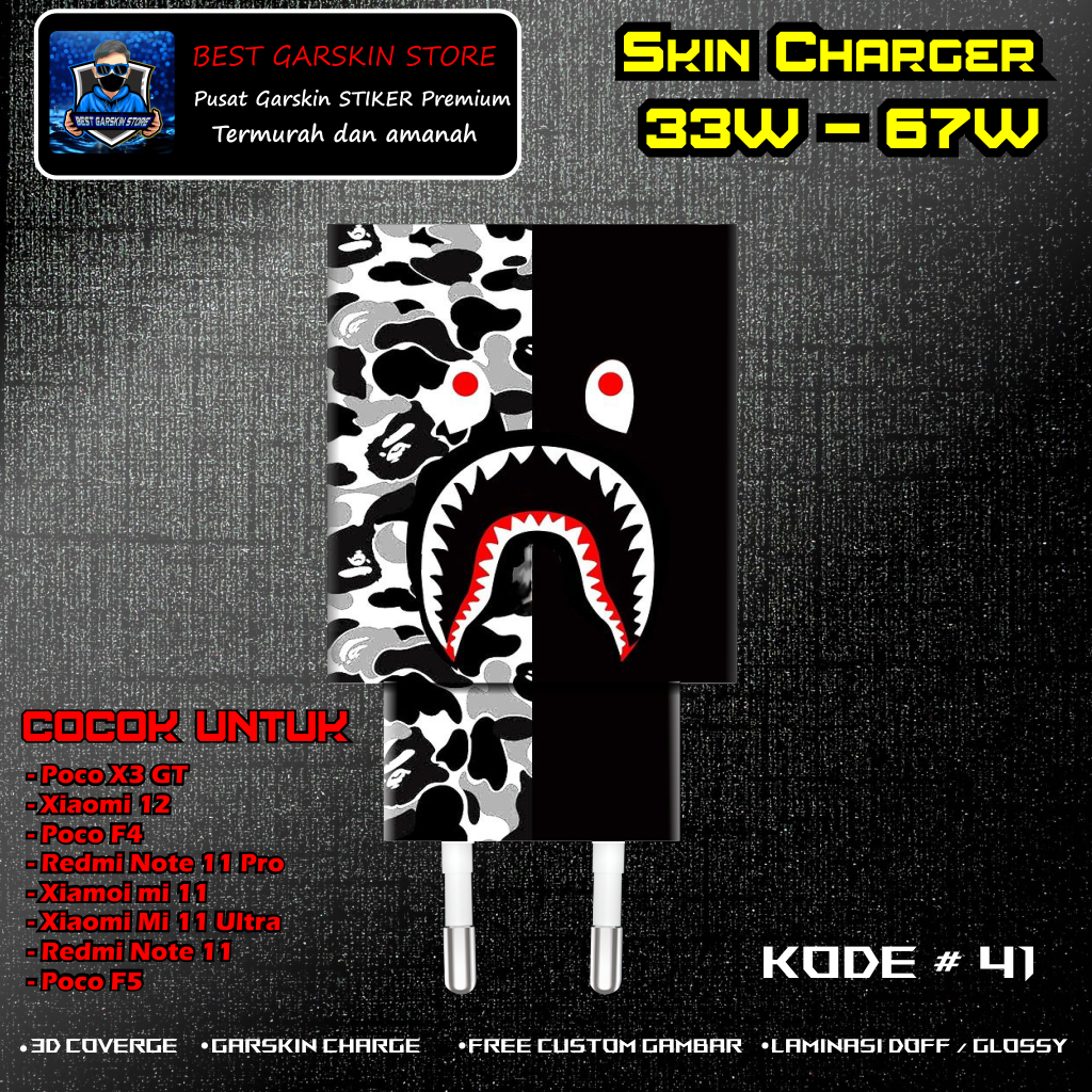 Skin Sticker Charger Poco X3 GT, Poco F4, Poco F5 Code 41-45 Motif Can ...