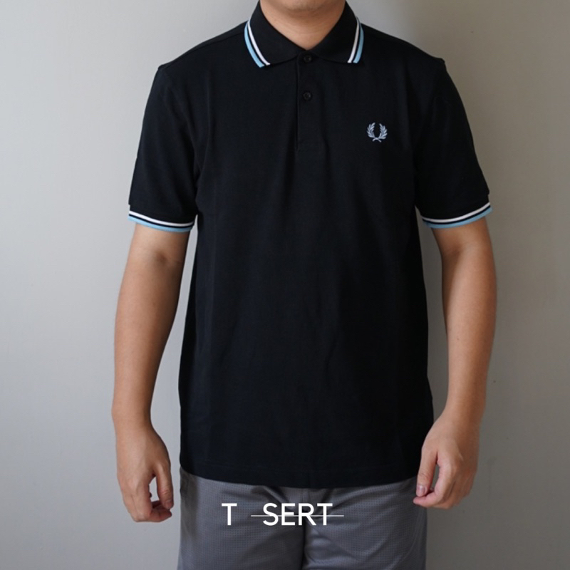 Fredperry Men's Polo White Blue Tipped Polo Black Original (100% Authentic) | Shopee Philippines