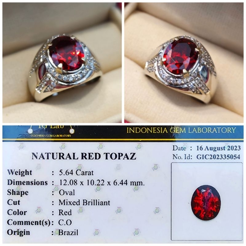 Natural Red Topaz Memo Stone Men's Ring | Shopee Philippines