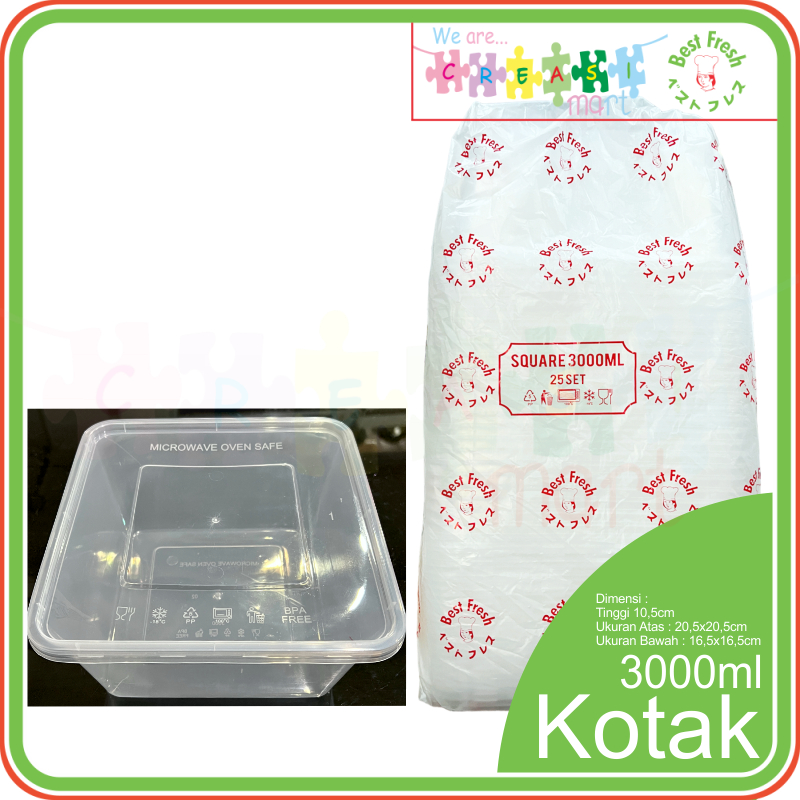 Square / Square Thinwall Food Container 3000ml Pack of 25pcs Best Fresh ...