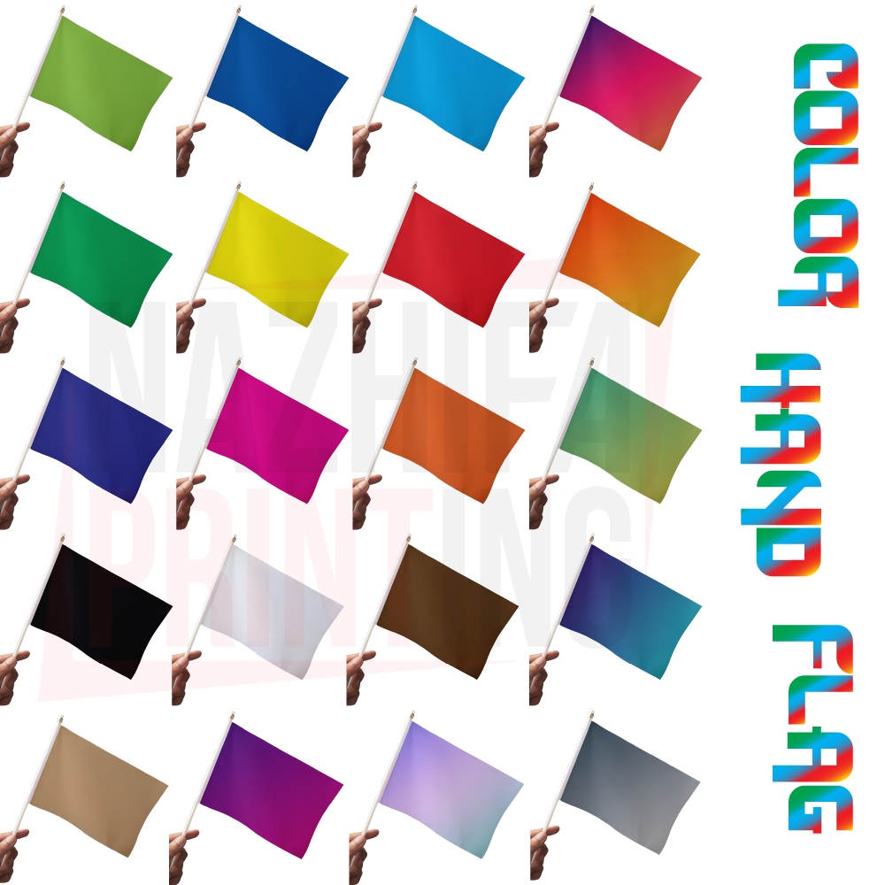 Nazhifa Printing - Colorful Plain Hand Flag - Small Mini Parade Stick ...