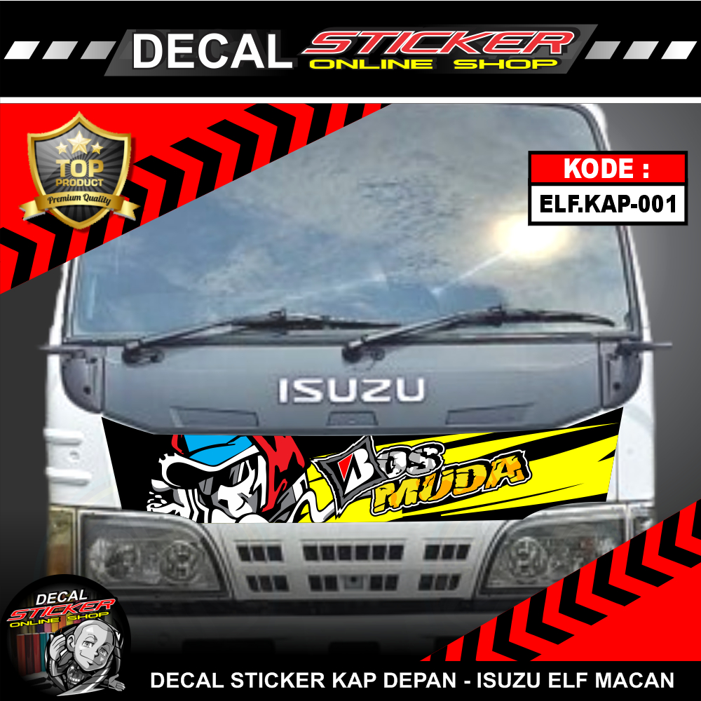 ISUZU ELF BOS YOUNG FRONT HOOD CAR STICKER DECAL PRINT STICKER ...