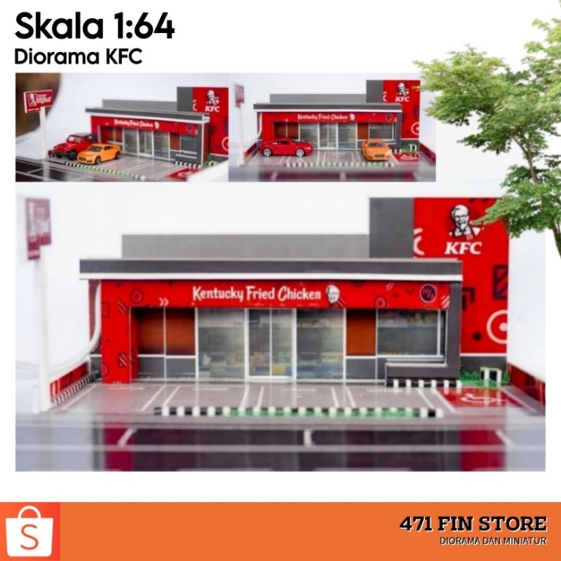 Kfc DIORAMA, Miniature KFC Building, Hotwheels Car Garage 1:64. Scale ...