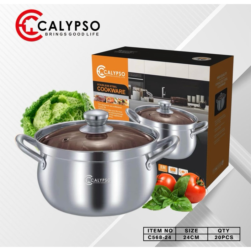 CALYPSO JUMBO STAINLESS SOUP POT 24 CM COOKWARE THICK SATISFIED ...