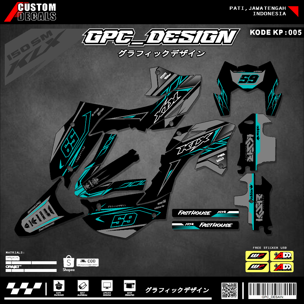 HITAM Latest KLX 150 SM Full Body DECAL Stickers 2023 - 2024 DECAL KLX ...