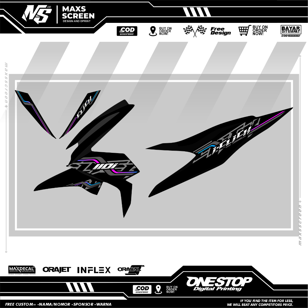 Sticker STRIPPING Simple HONDA BEAT DELUXE BEAT STREET ICLICK CLICK ...