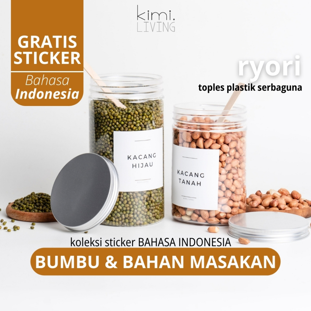 Kimi LIVING - RYORI Jar Plastic Aluminum lid FREE STICKER / FREE LABEL ...