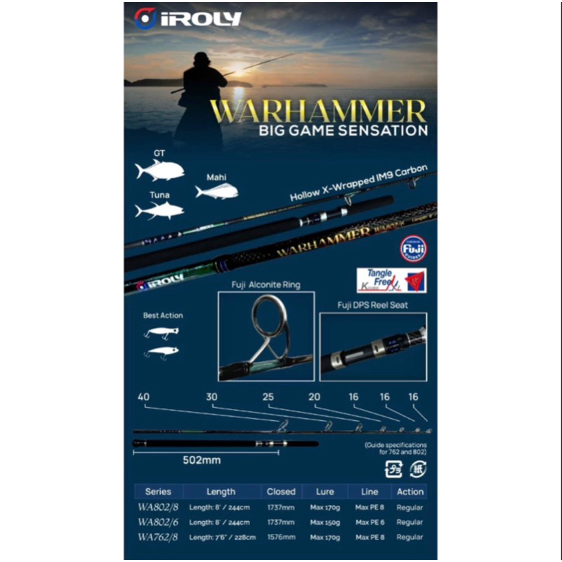 IROLY Warhammer Popping Rod fishing Rod | 762 802 | Shopee Philippines