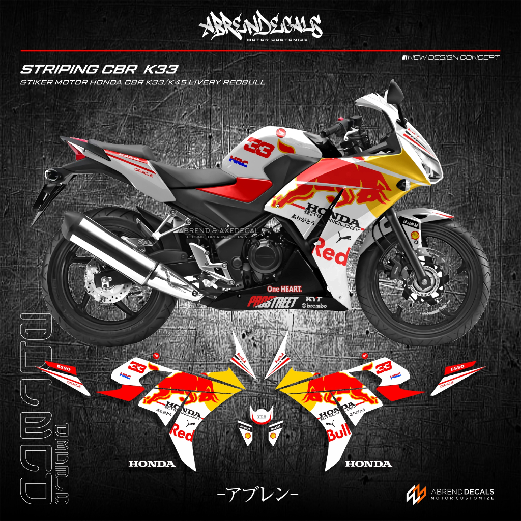 LOKAL Local CBR K45 STRIPING / K33 LIVERY RED BULL / HONDA CBR 150R ...