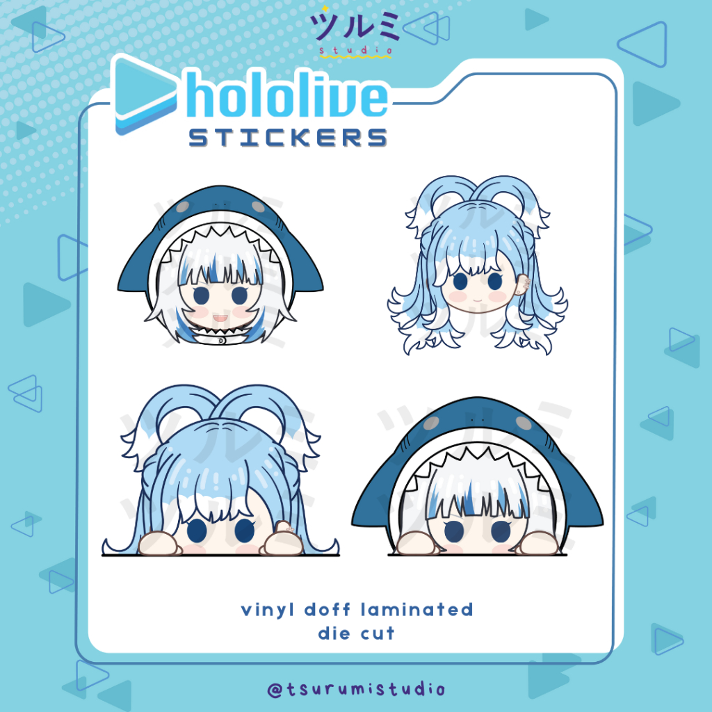 Hololive Kobo Kanaeru & Gawr Gura Peeking Peeker Chibi Sticker ...