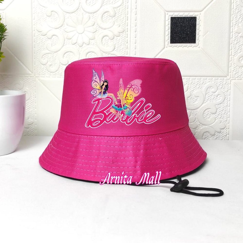 Girls' bucket hat with barbie motif and DTF screen printing application ...