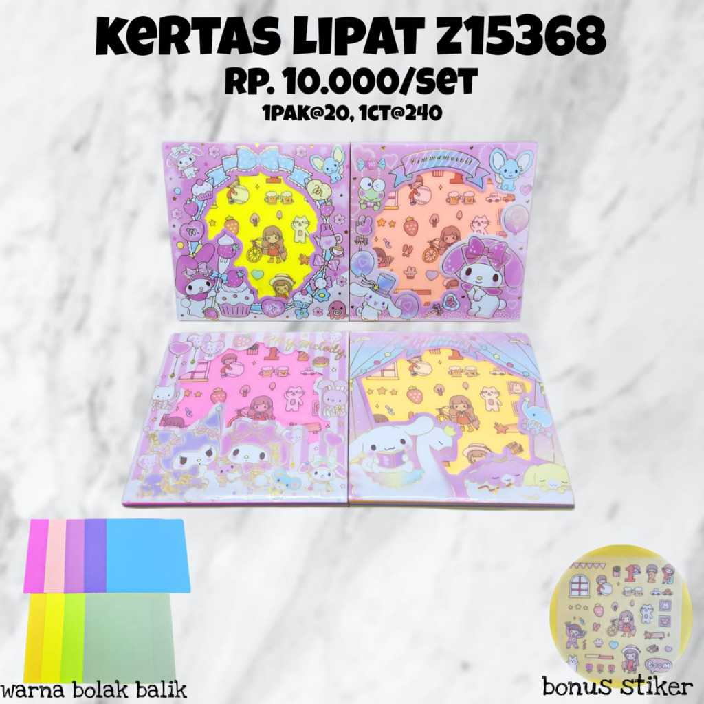 PLAIN FOLDING PAPER Z-15368 MELODY + STICKERS - ORIGAMI | Shopee ...