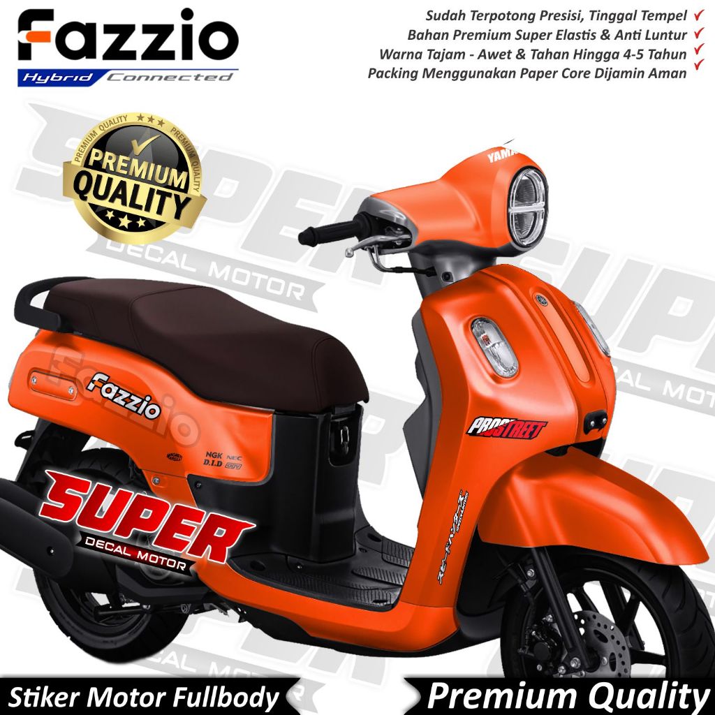 Yamaha FAZZIO Motorcycle Decal Sticker Full Body Beautiful Plain Color ...