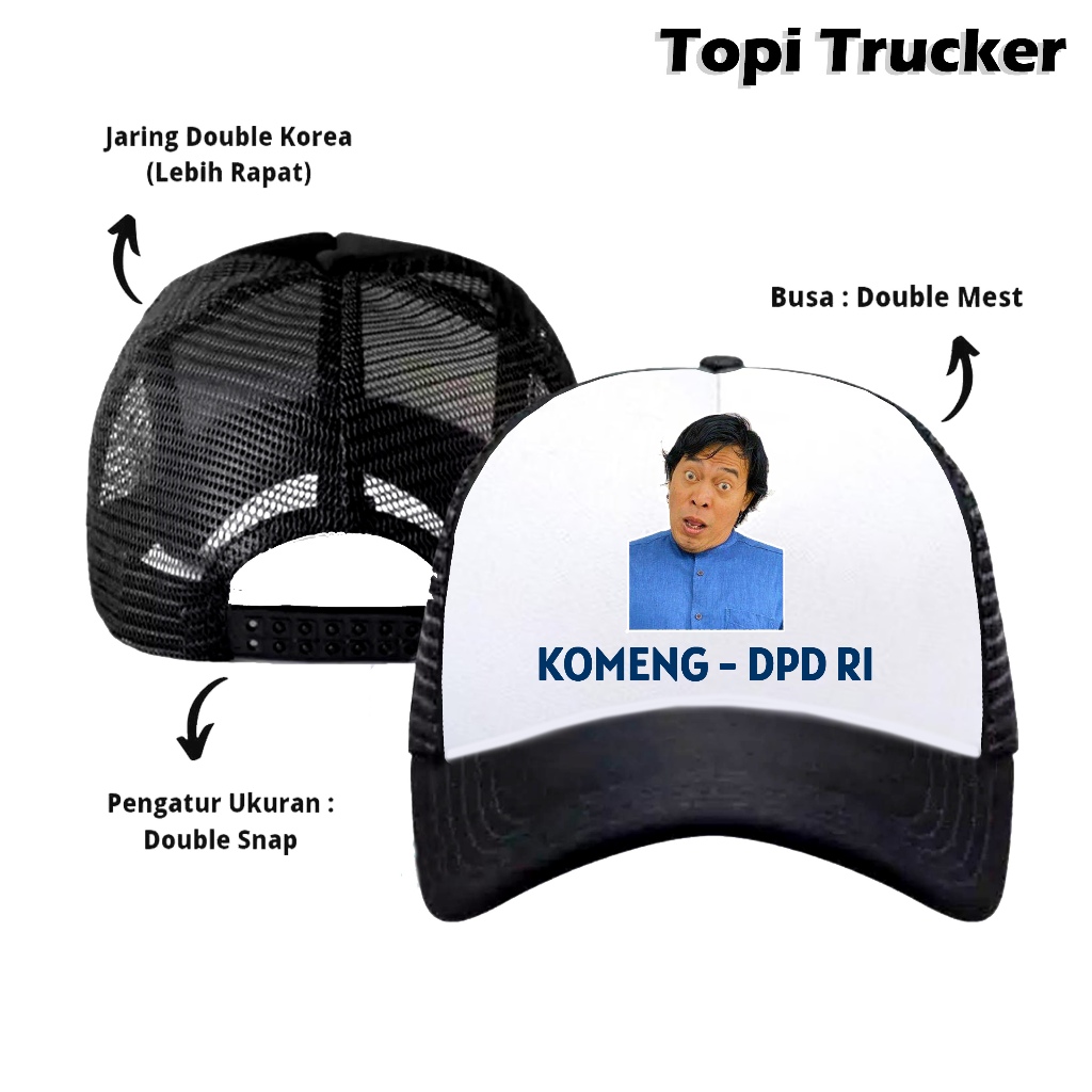 Komeng Alfiansyah Bustami DPD RI 2024 Net Trucker Hat Custom Komeng ...