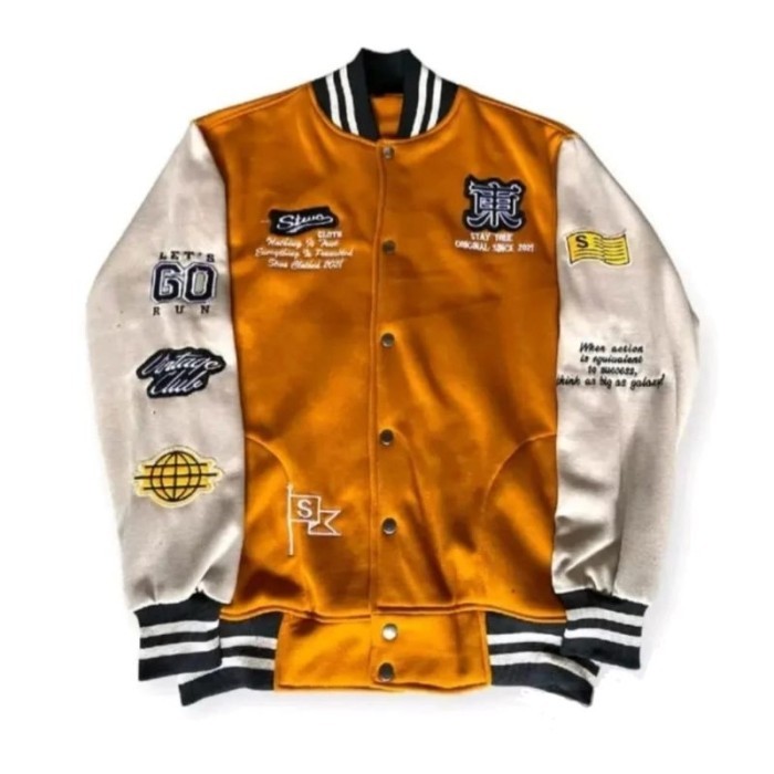 Varsity Baseball Jacket Men FULL Embroidery/Varsity Baseball Jacket ...