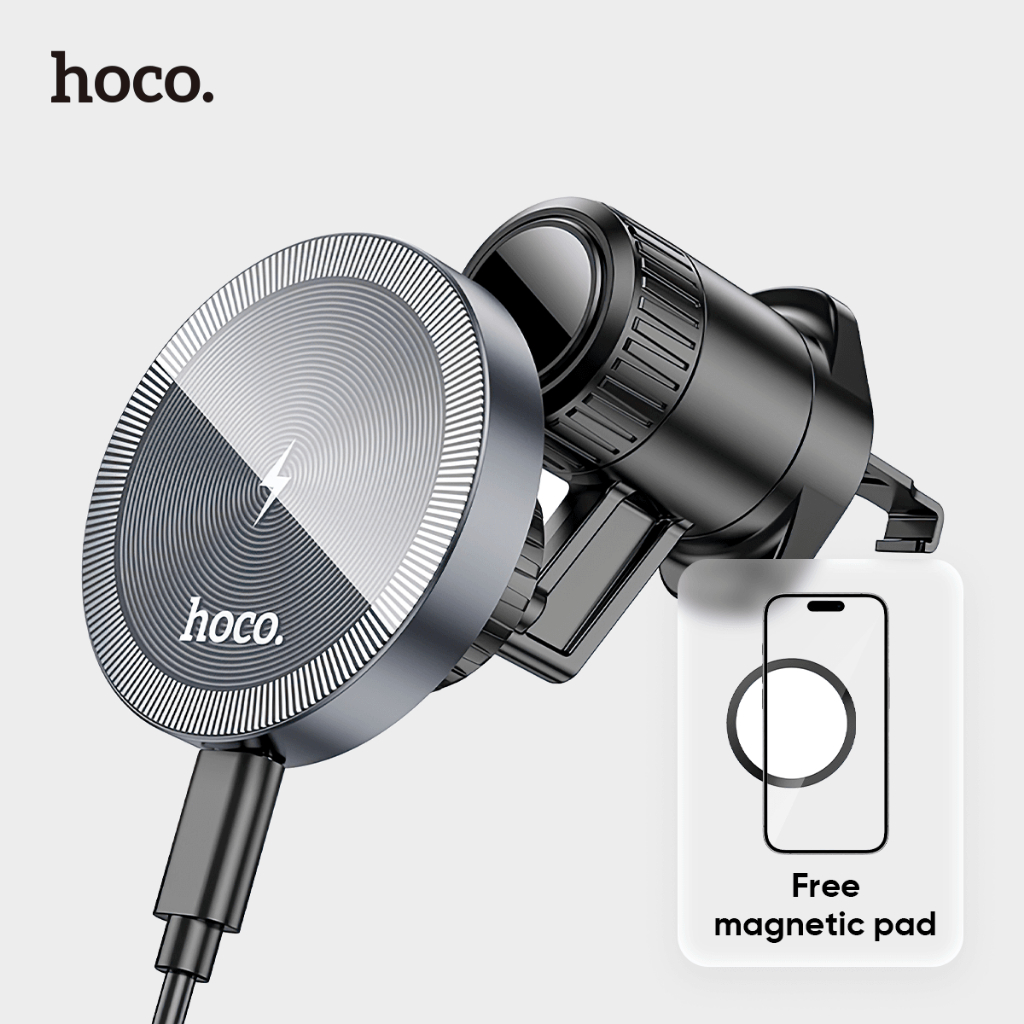 Hoco Magnetic Car Holder Car Mount Magsafe 15W Wireless Charger Air Vent HW6 | Shopee Philippines